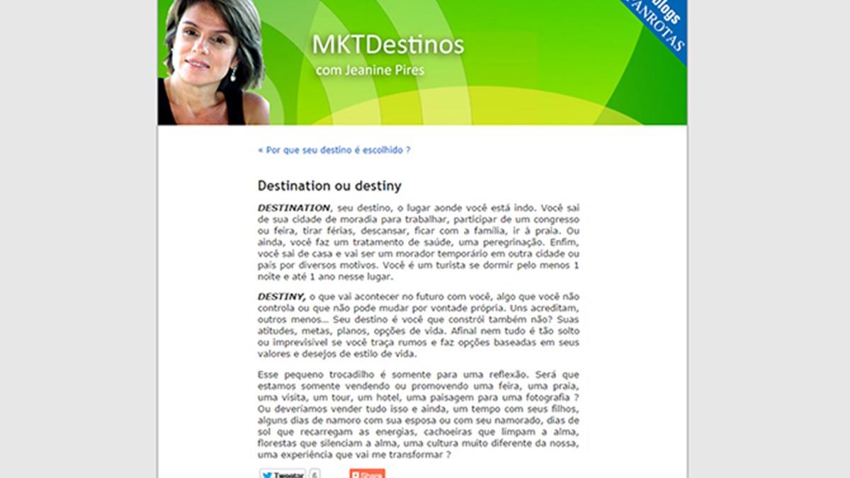 Existe diferença entre Destination e Destiny?